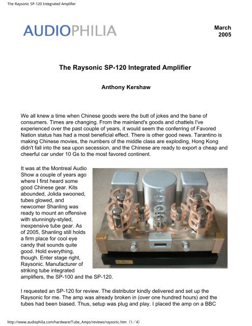 The Raysonic SP-120 Integrated Amplifier