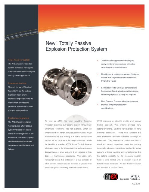 ATEX Passive Valve Presentation - ATEX Explosion Protection