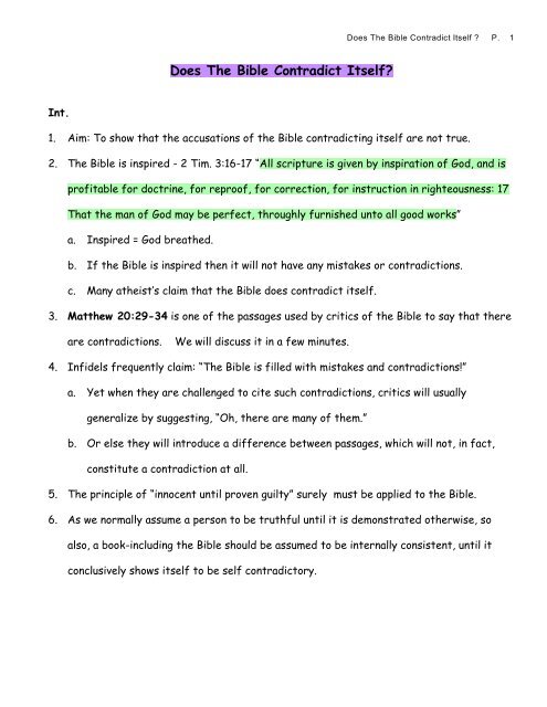 Does The Bible Contradict Itself? - Evans Church of Christ