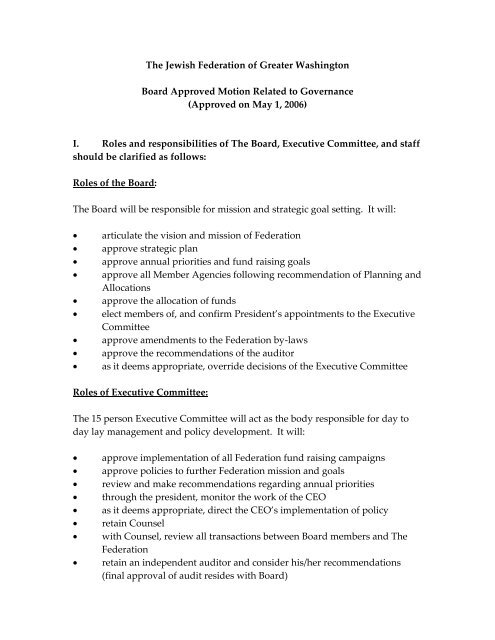 Board/Executive Committee Roles and Responsibilities - Jewish ...
