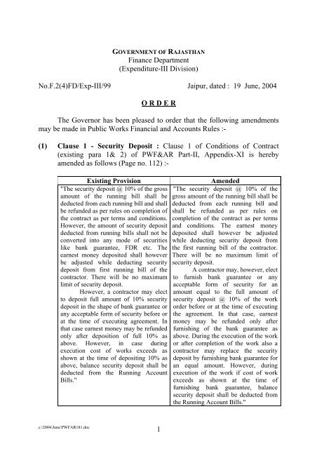 Government of Rajasthan - Finance Department, Government of ...