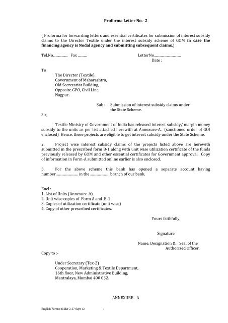Proforma Letter No 2 Proforma For Forwarding Letters And Essential 