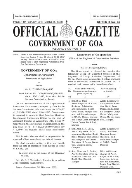 No. 14/8/2001-GAD-III(Part) - Government Printing Press