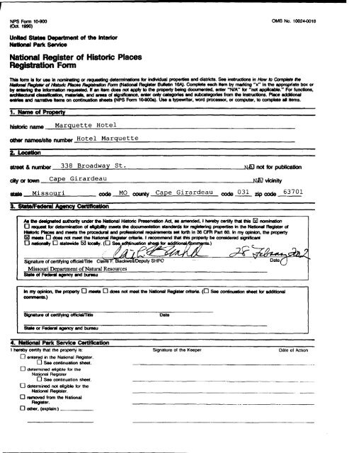 National Register of Historic Places Continuation Sheet