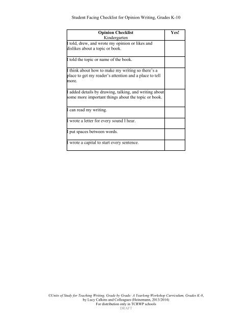 topic sentence checklist