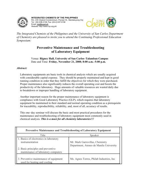 Preventive Maintenance and Troubleshooting of Laboratory ...