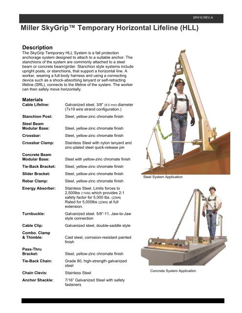 Miller SkyGripâ ¢ Temporary Horizontal Lifeline - Miller Fall Protection