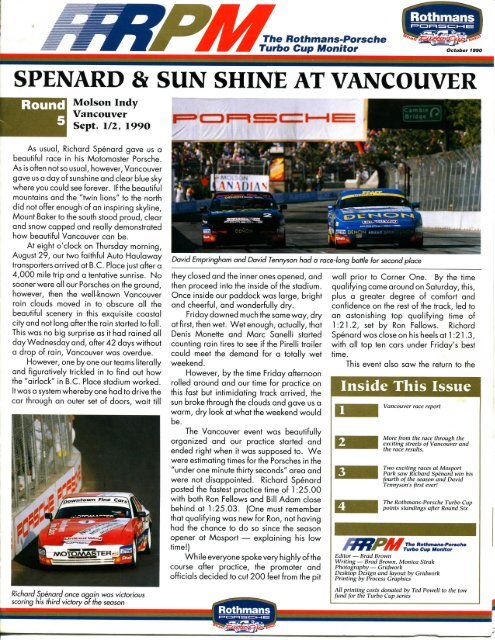 1990 ROTHMANS-PORSCHE TURBO CUP POINTS STANDINGS ...