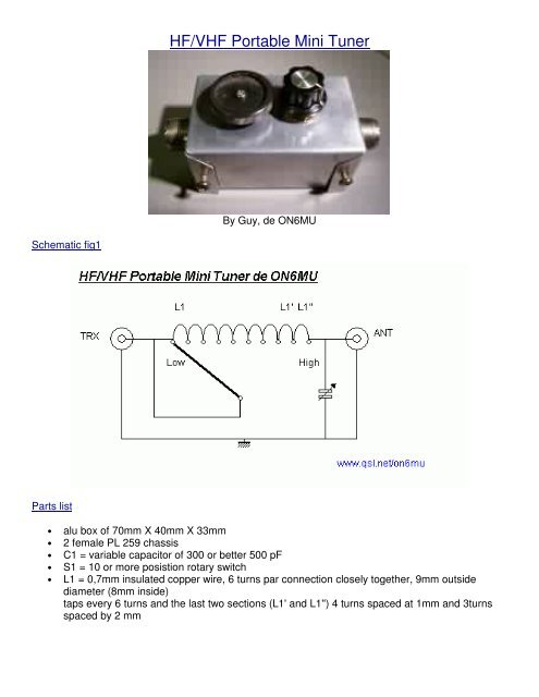 ON6MU QRP HF VHF ATU - Zs6kmd.za.net