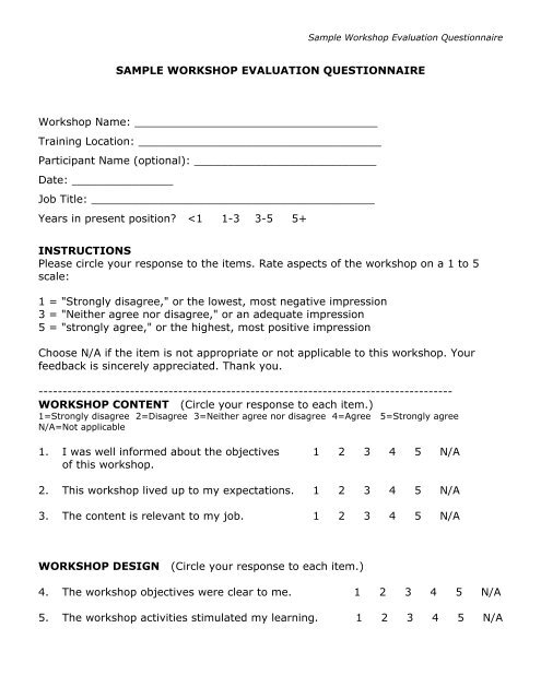 Education Questionnaire Template
