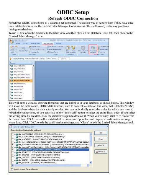 Refresh an ODBC connection