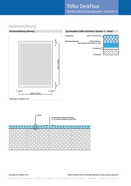 Triflex DeckFloor, Variante 3 Systemzeichnungen