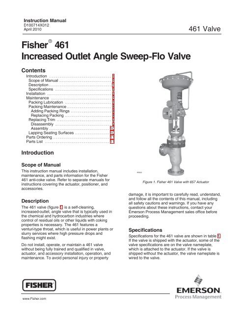 Fisher 461 Increased Outlet Angle Sweep-Flo Valve