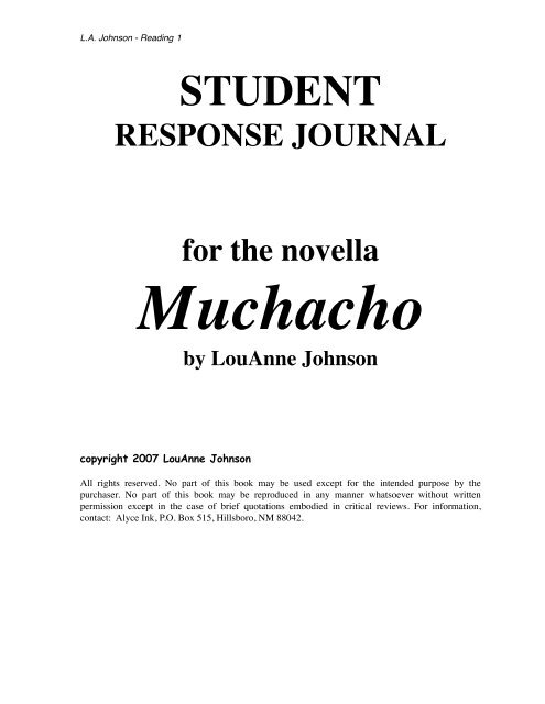 Muchacho Student Guide - LouAnne Johnson