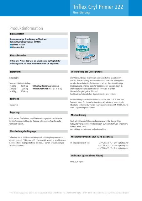 Produktinformation Triflex Cryl Primer 222
