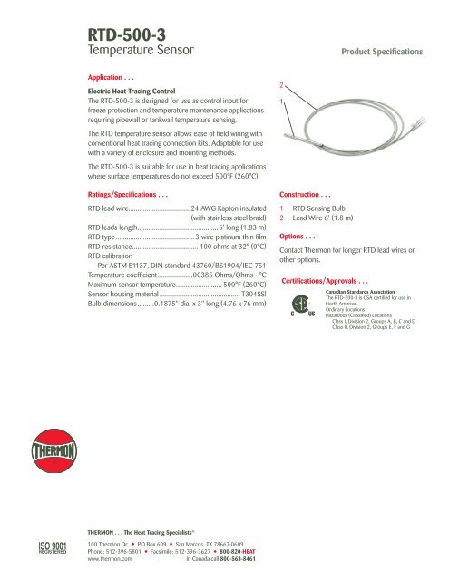 RTD-500-3 - Thermon Manufacturing Company