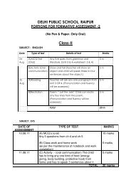 DELHI PUBLIC SCHOOL, RAIPUR Class-V - DPS Raipur