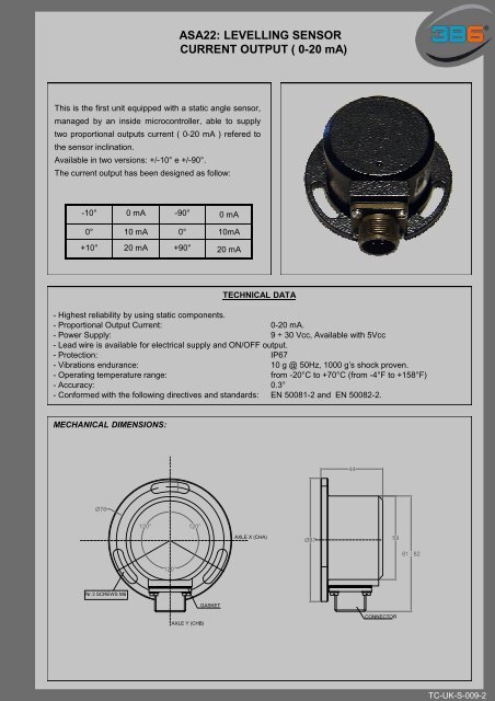 ASA22: LEVELLING SENSOR CURRENT OUTPUT ( 0-20 mA) - 3b6.it