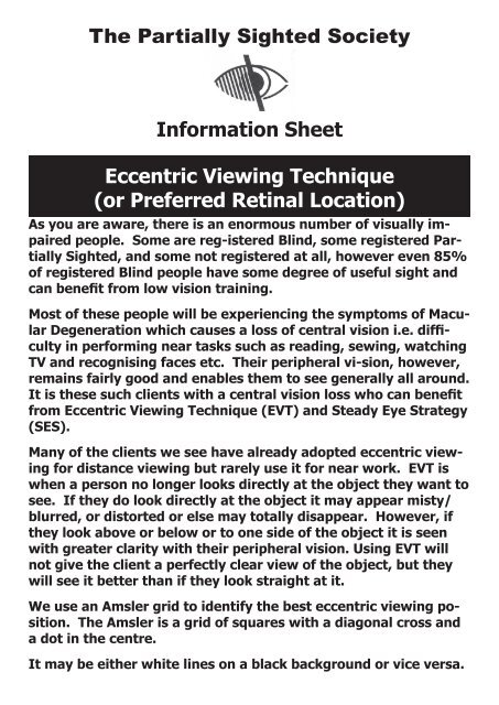 Eccentric Viewing Technique.indd - Partially Sighted Society