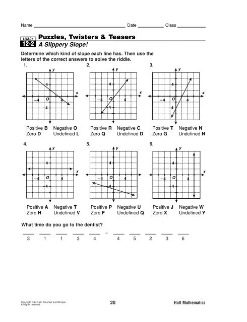 Math Connections Slope Puzzle - Cobb Learning
