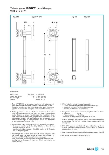 15 Tubular glass BONT® Level Gauges type BTV-GP11 - Or-fa.com