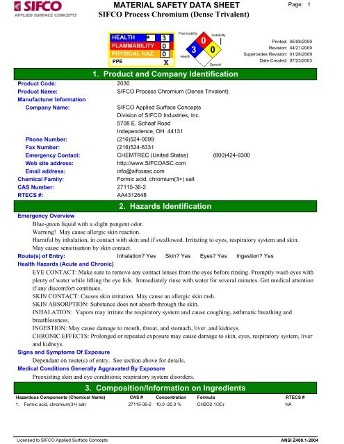 SIFCO Process Chromium (Dense Trivalent ... - Categories SIFCO Process Chromium (Dense Trivalent ... - Categories