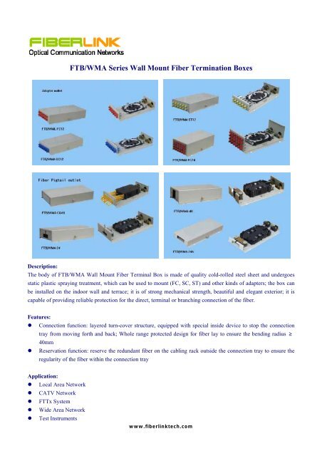 FTB/WMA Series Wall Mount Fiber Termination Boxes