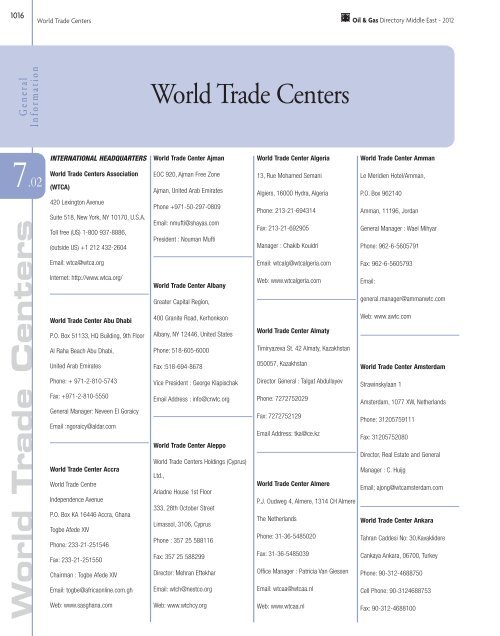 World Trade Centers - Oil and Gas Directory