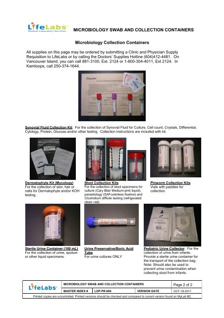 MICROBIOLOGY SWAB AND COL