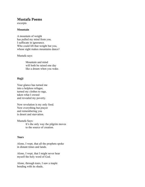 Mustafa Poems - Paul Bergner