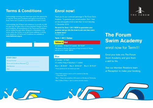 The Forum Swim Academy holiday intensive program