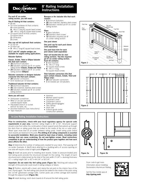 Deckorators 8' Aluminum Railing Installation Instructions - Trilingual