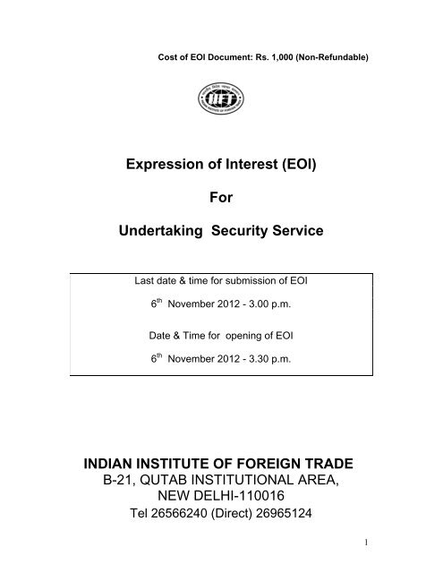 Expression of Interest (EOI) For Undertaking Security Service ...