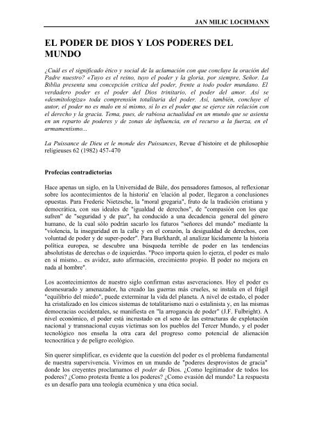 EL PODER DE DIOS Y LOS PODERES DEL MUNDO - Selecciones