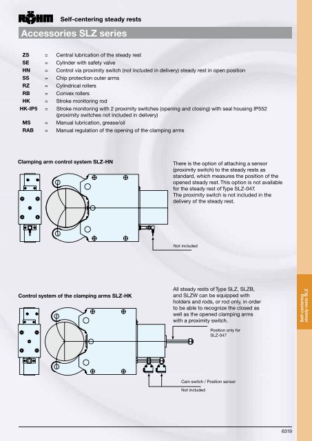 Accessories self-centering steady rests - RÃ HM