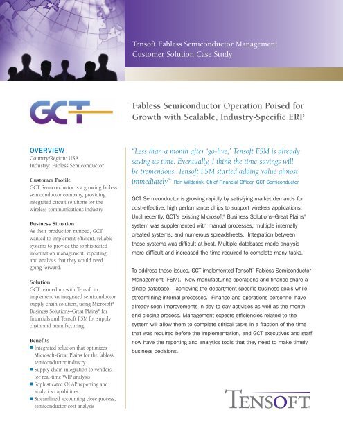 Case Study: GCT Semiconductor - Tensoft