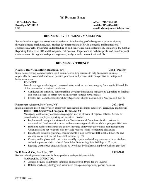 w. robert beer - Nowack-Beer Consulting