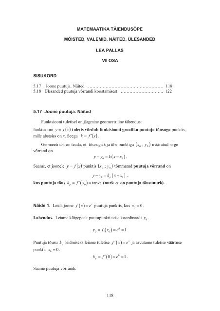 118 MATEMAATIKA TÄIENDUSÕPE MÕISTED, VALEMID, NÄITED ...