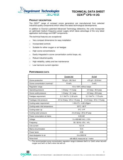 OZAT Tech Data Sheet CFS-14 2G Specifications - Bay Shore ...