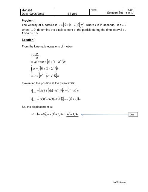 HW #02 Solution