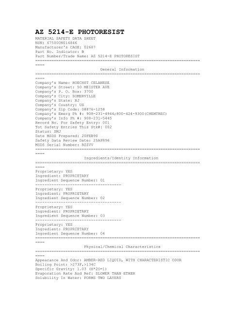 AZ 5214-E PHOTORESIST