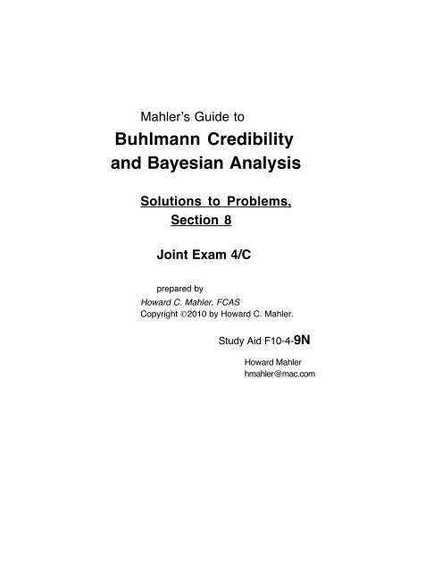 Buhlmann Credibility and Bayesian Analysis Solutions to ... - NEAS