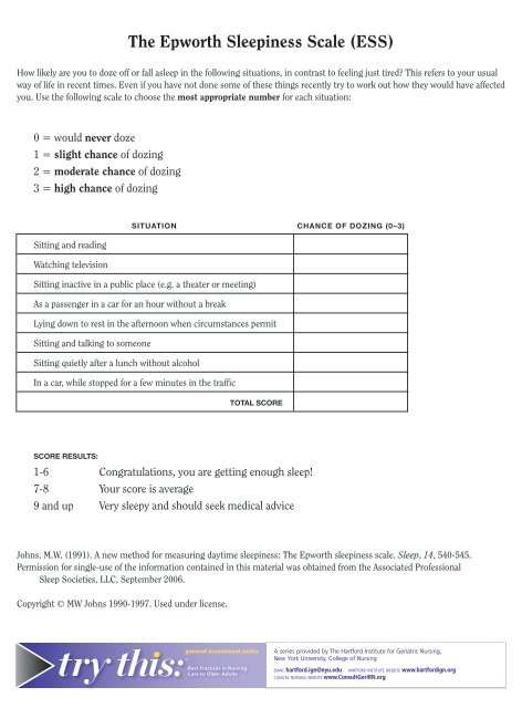 The Epworth Sleepiness Scale (ESS)