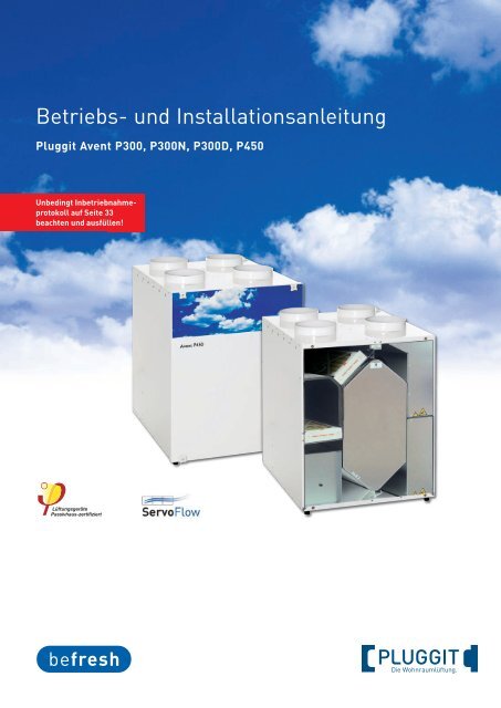 BIA- Betriebs und Installationsanleitung Avent P300/450 - Pluggit