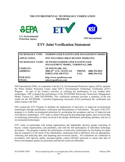 ETV Joint Verification Statement - US Environmental Protection ...