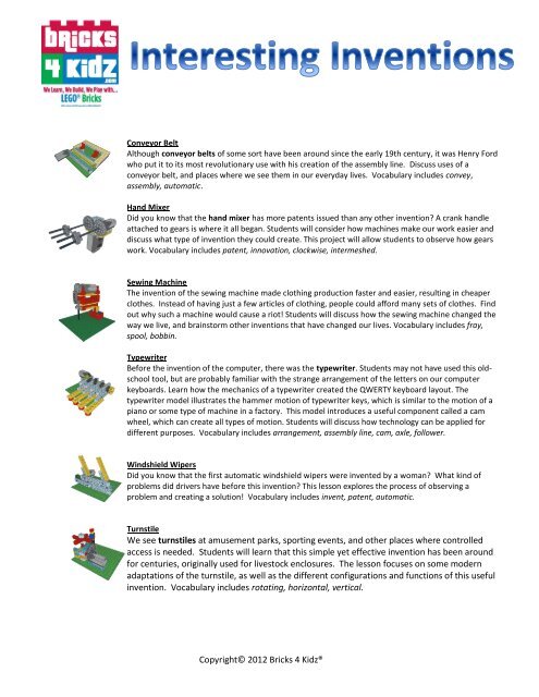 Interesting Inventions - Bricks4Kidz