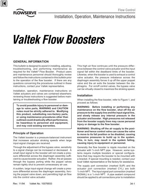 Valtek Flow Boosters Pdf Pro Quip