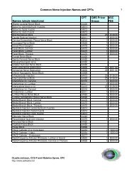 Common Nerve Injection Names With CPT 2009 Codes