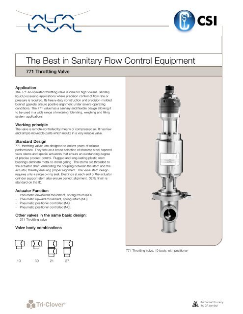 771 Throttling Valve - Tetra Pak