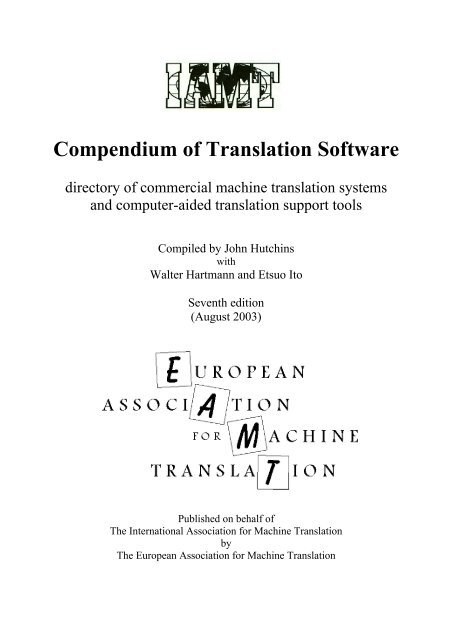 Compendium of translation software. 7th ed. - John Hutchins ...